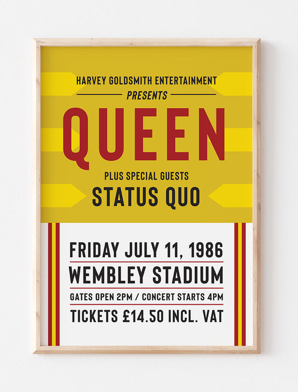 Queen At Wembley Stadium Gig Poster – Poppermost Prints